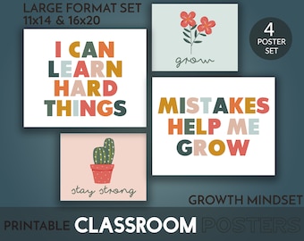 Classroom Posters Printable Set of 6 Growth Mindset Digital | Etsy