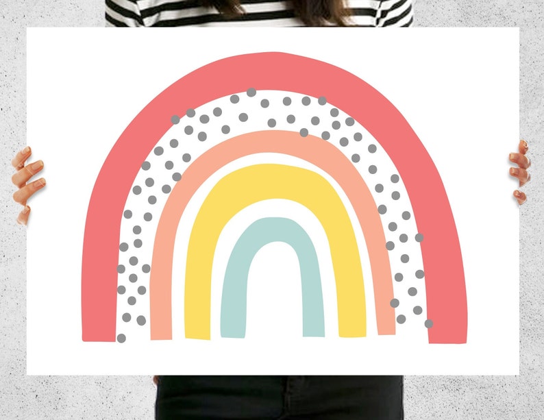 Rainbow Wall Art - Printable Kids Rainbow Digital Art Print Kids Room ...