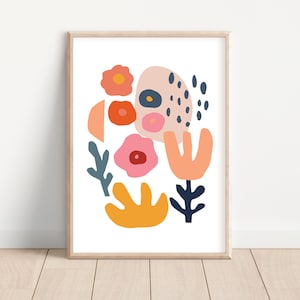 Floral Scandinavian Art - Bright Floral Printable - Modern Art Print ...