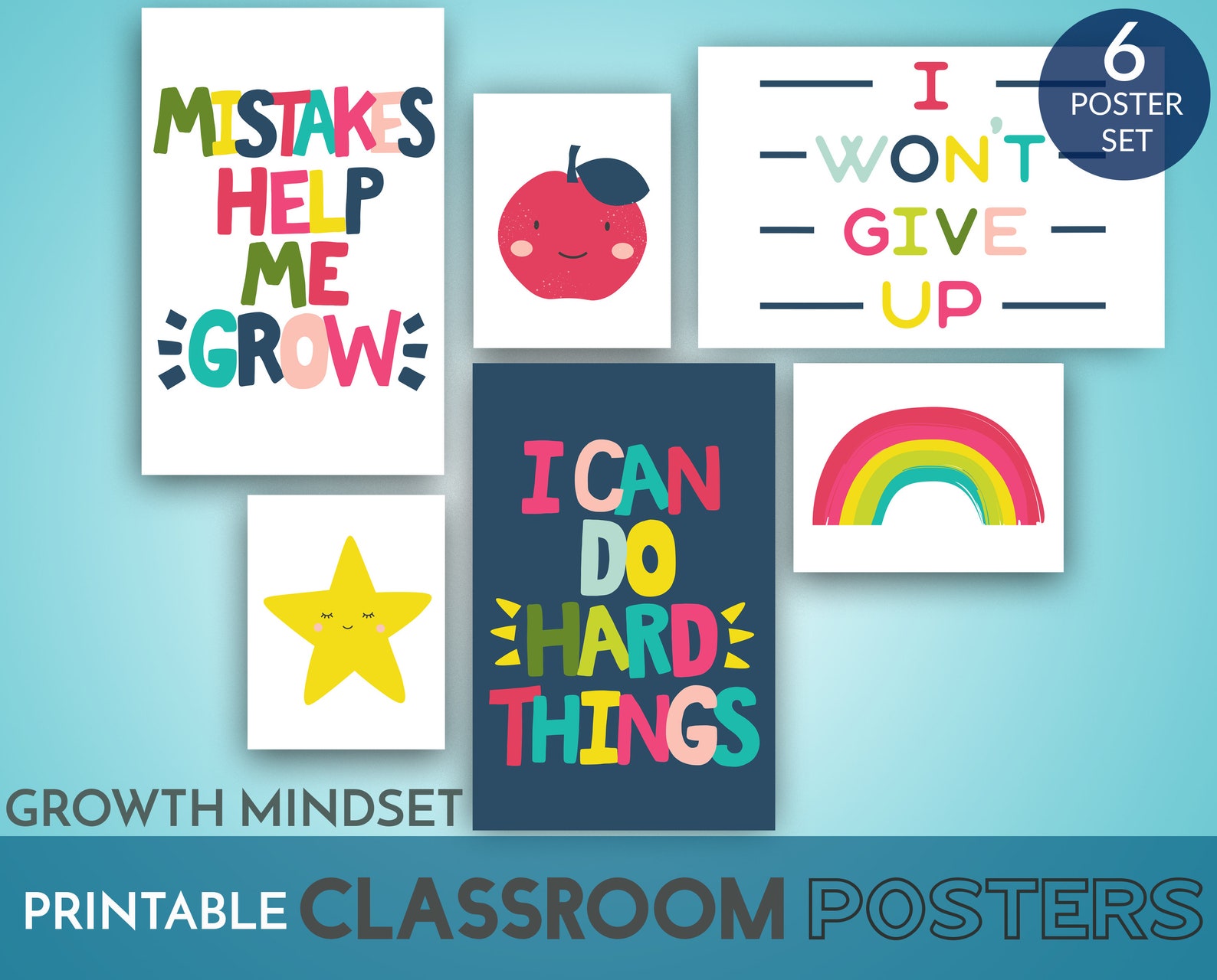 Classroom Posters Printable Set of 6 Growth Mindset for Early | Etsy
