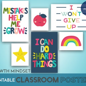 Classroom Posters Printable Set of 6 Growth Mindset for Early Years ...