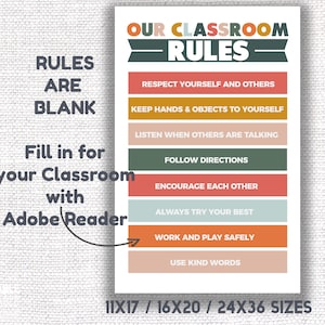 Classroom Rules Printable - Classroom Chart - Fillable Editable Blank ...