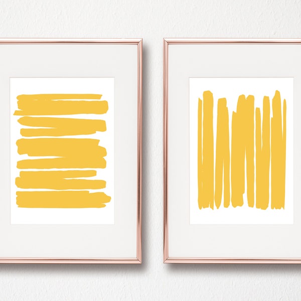 Yellow Abstract Art - Etsy