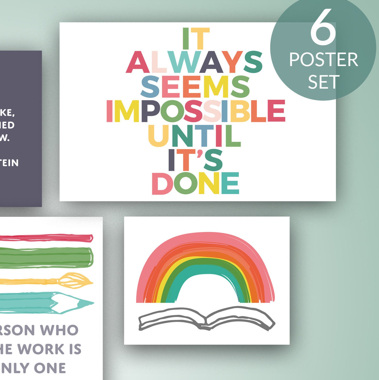 Classroom Posters Printable Set of 6 Growth Mindset Digital - Etsy