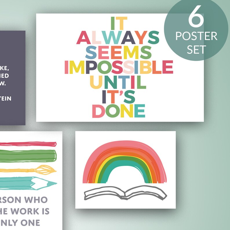 Classroom Posters Printable Set of 6 Growth Mindset Digital - Etsy