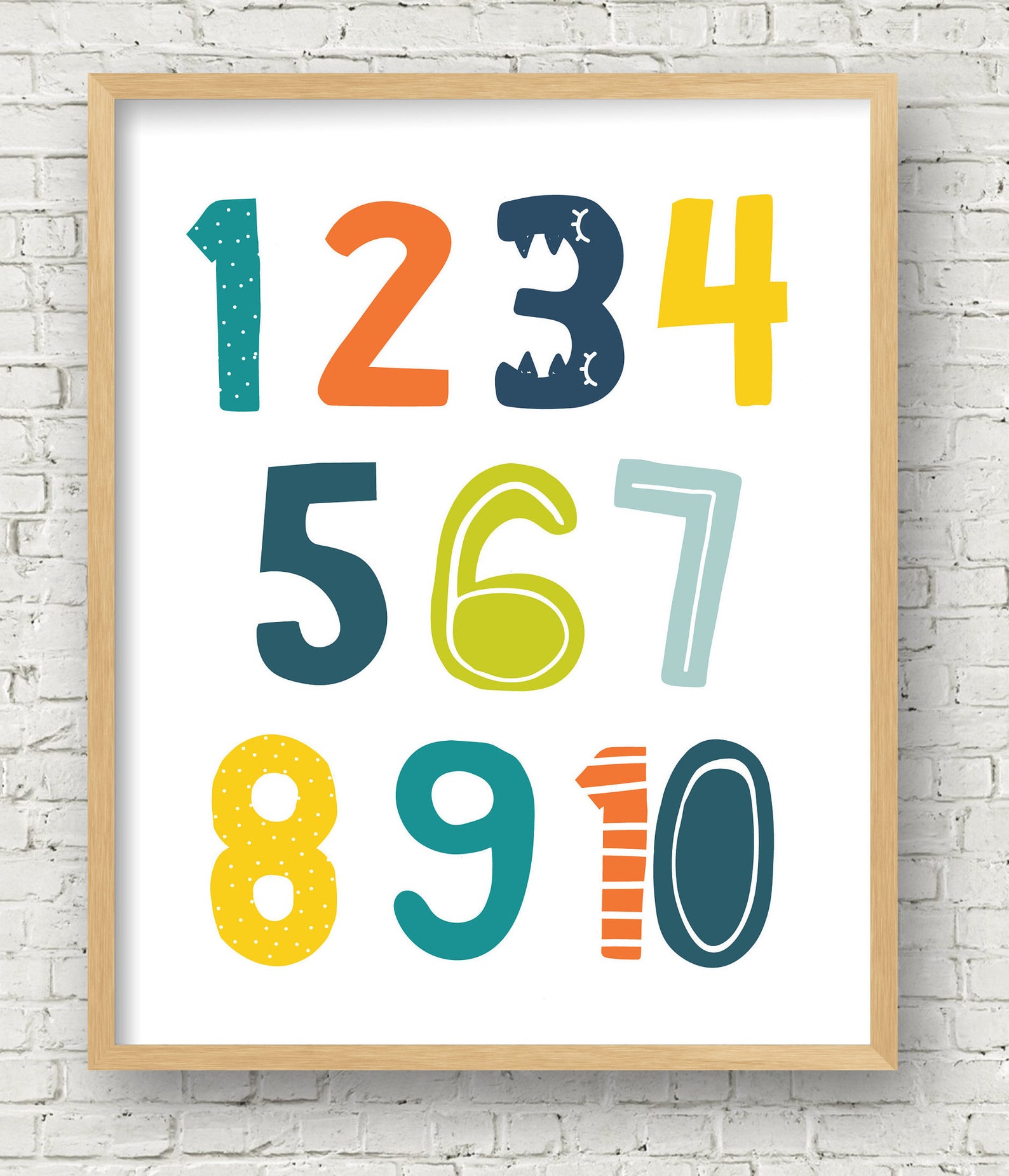 Kids Numbers Art Print Boys Room Digital Art Print Numbers | Etsy