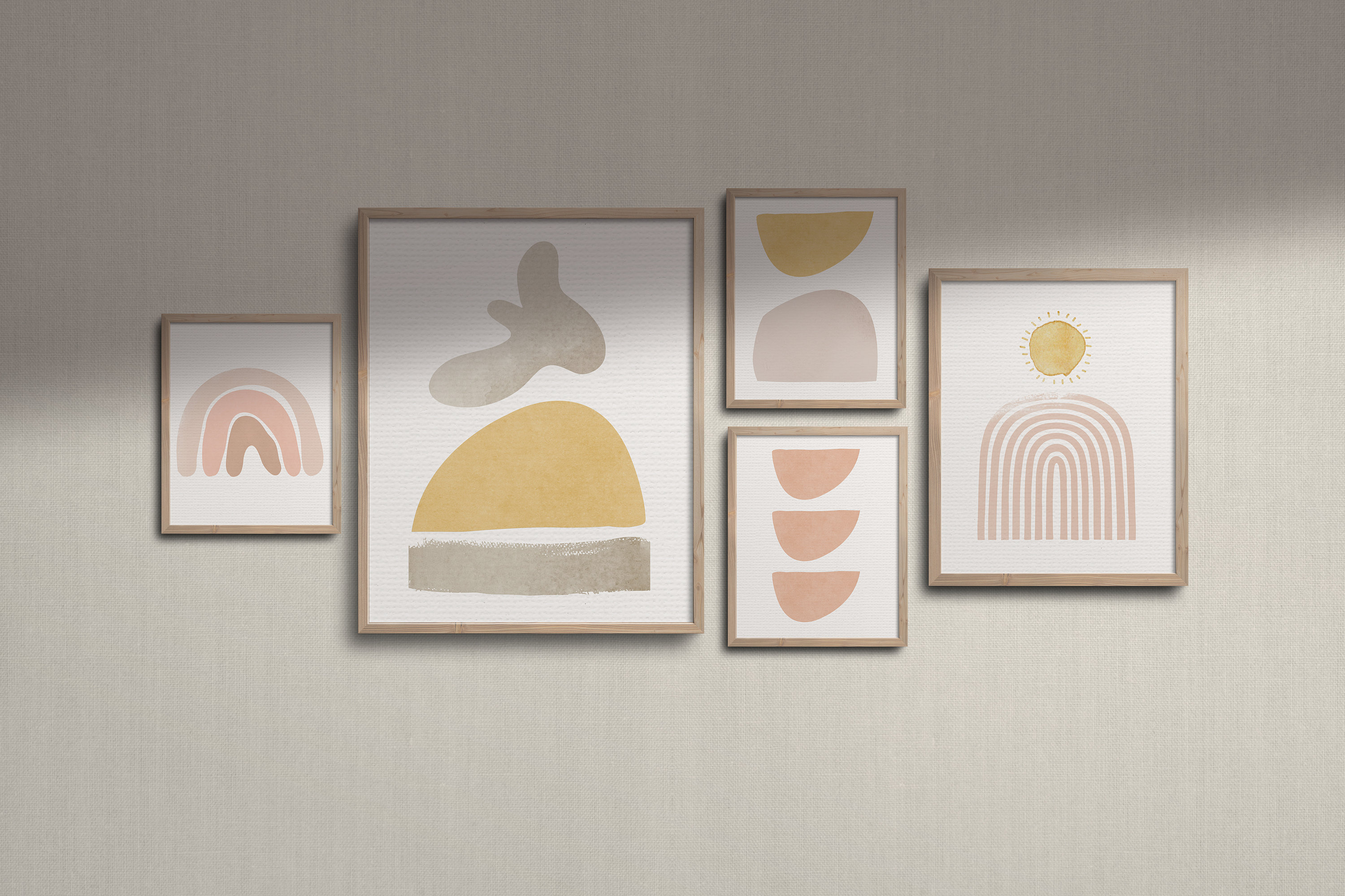 Boho Abstract Nursery Printable Set of 5 Digital Art Prints | Etsy