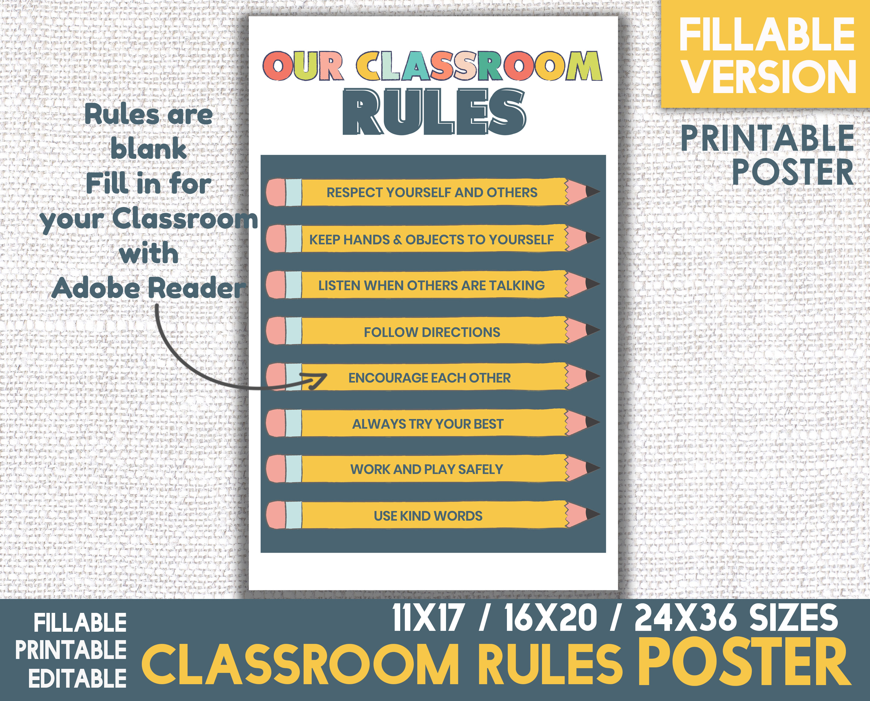 Free Printable Classroom Rules Poster