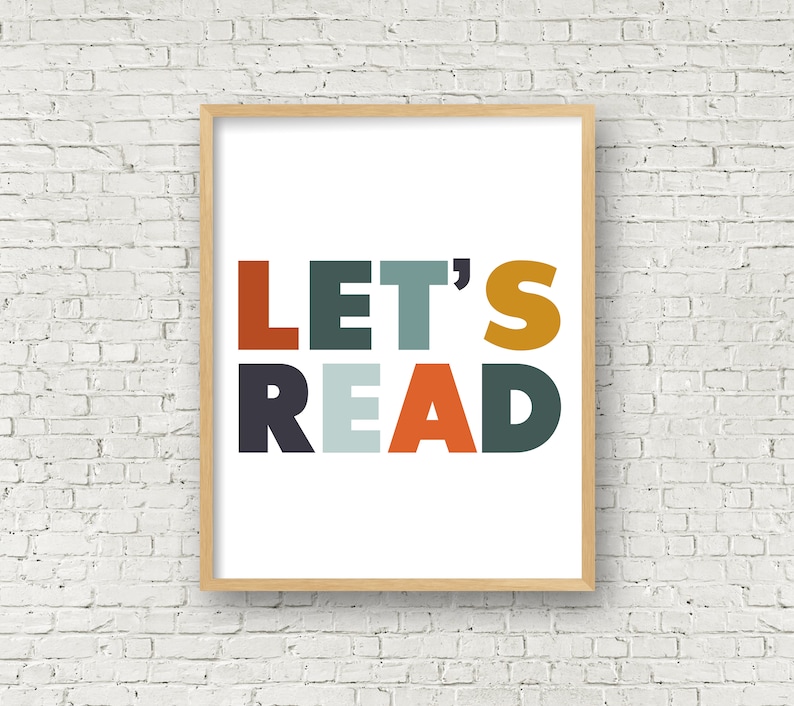 Let's Read Poster Reading Poster Read Wall Art Read - Etsy