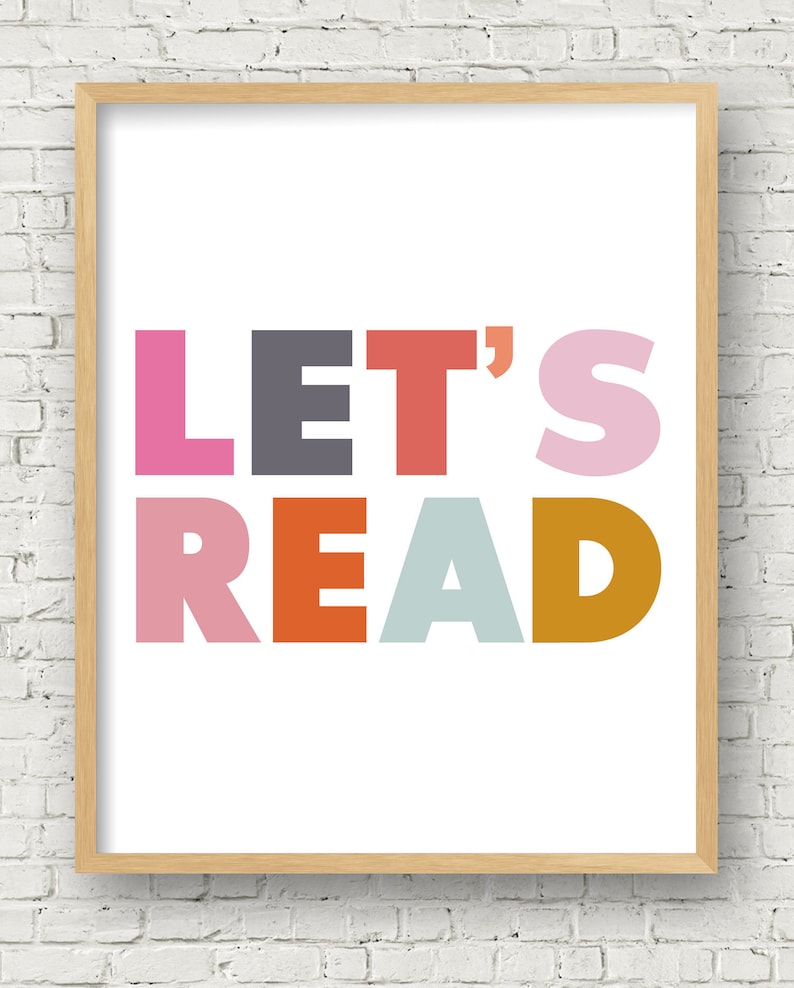 Let's Read Poster Reading Poster Read Wall Art Read - Etsy