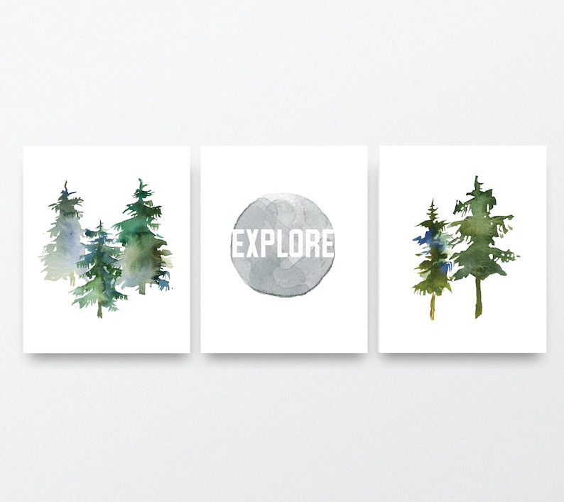 Explore Wall Art Set of 3 Digital Art Prints Boys Room Nature - Etsy