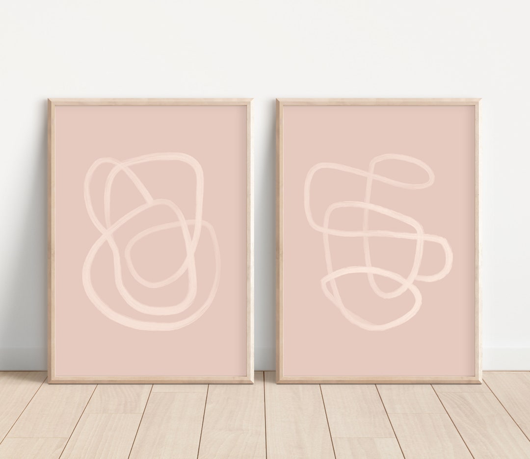 Pink Line Drawing - Line Sketch - Modern Abstract Art Print - Digital ...