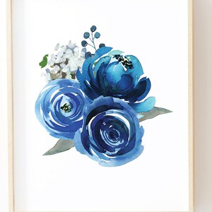 Floral Nursery Set - Blue Floral Set of 3 Digital Art Prints Set of 3 ...