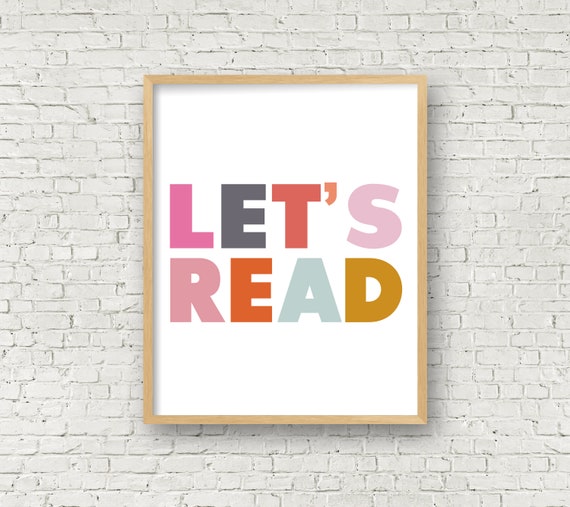 Let's Read Poster Reading Poster Read Wall Art Read | Etsy