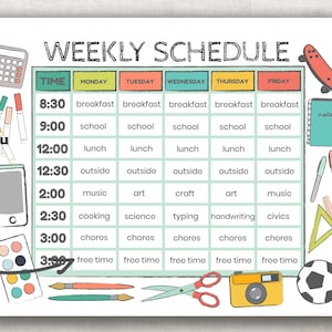 Kids Schedule - Editable Printable Fillable PDF Template - Hourly Kids ...