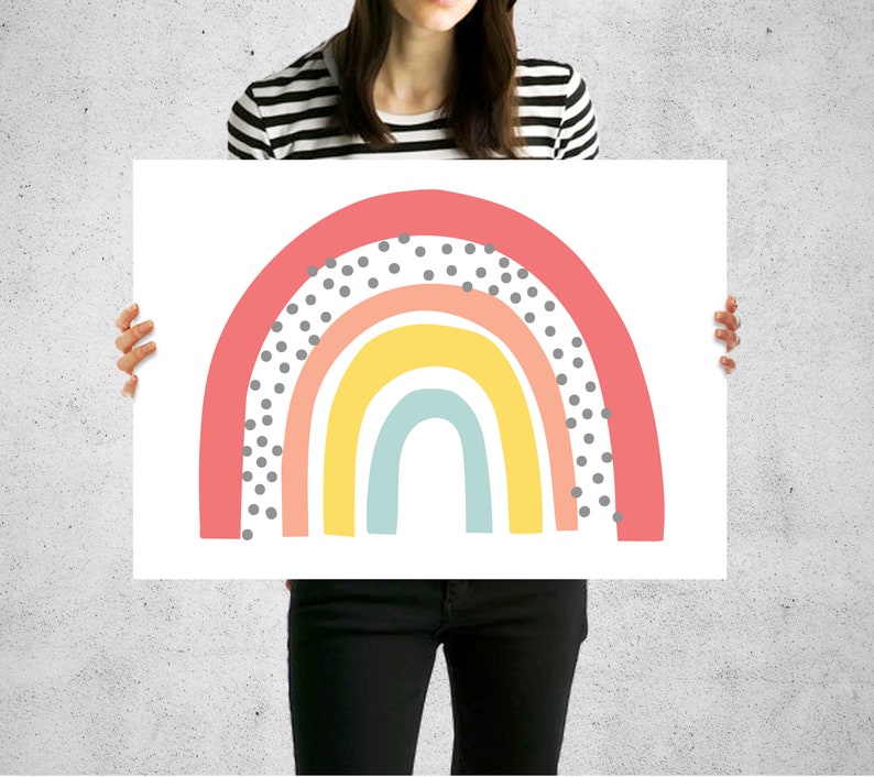 Rainbow Wall Art - Printable Kids Rainbow Digital Art Print Kids Room ...