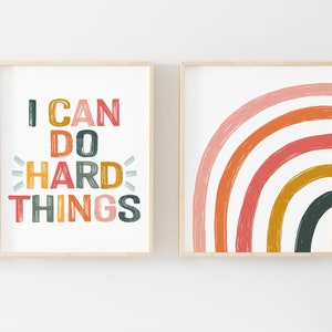 Growth Mindset Printable Posters - I Can Do Hard Things and Rainbow Set ...