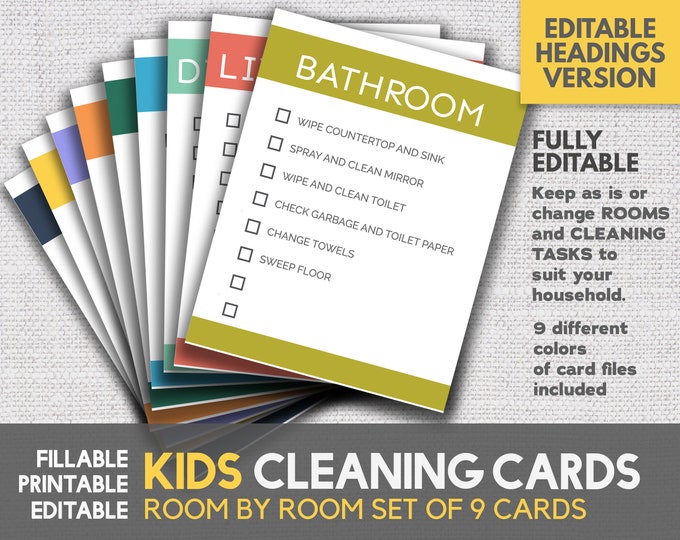 ADHD Cleaning Cards, Chore Cards, Family Cleaning Cards, ADHD Cleaning ...