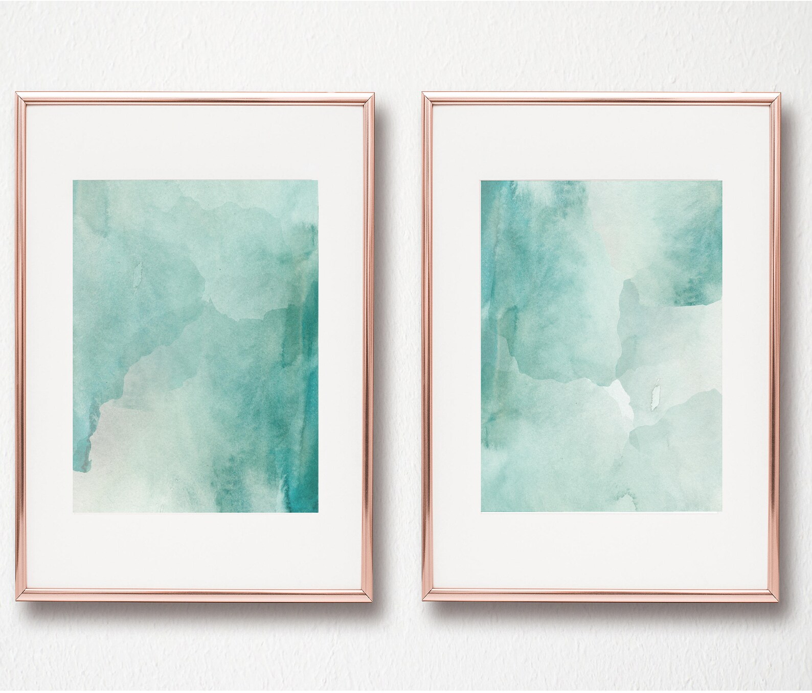 Abstract Mint Watercolor Set of 2 Digital Art Prints - Set of 2 Instant ...