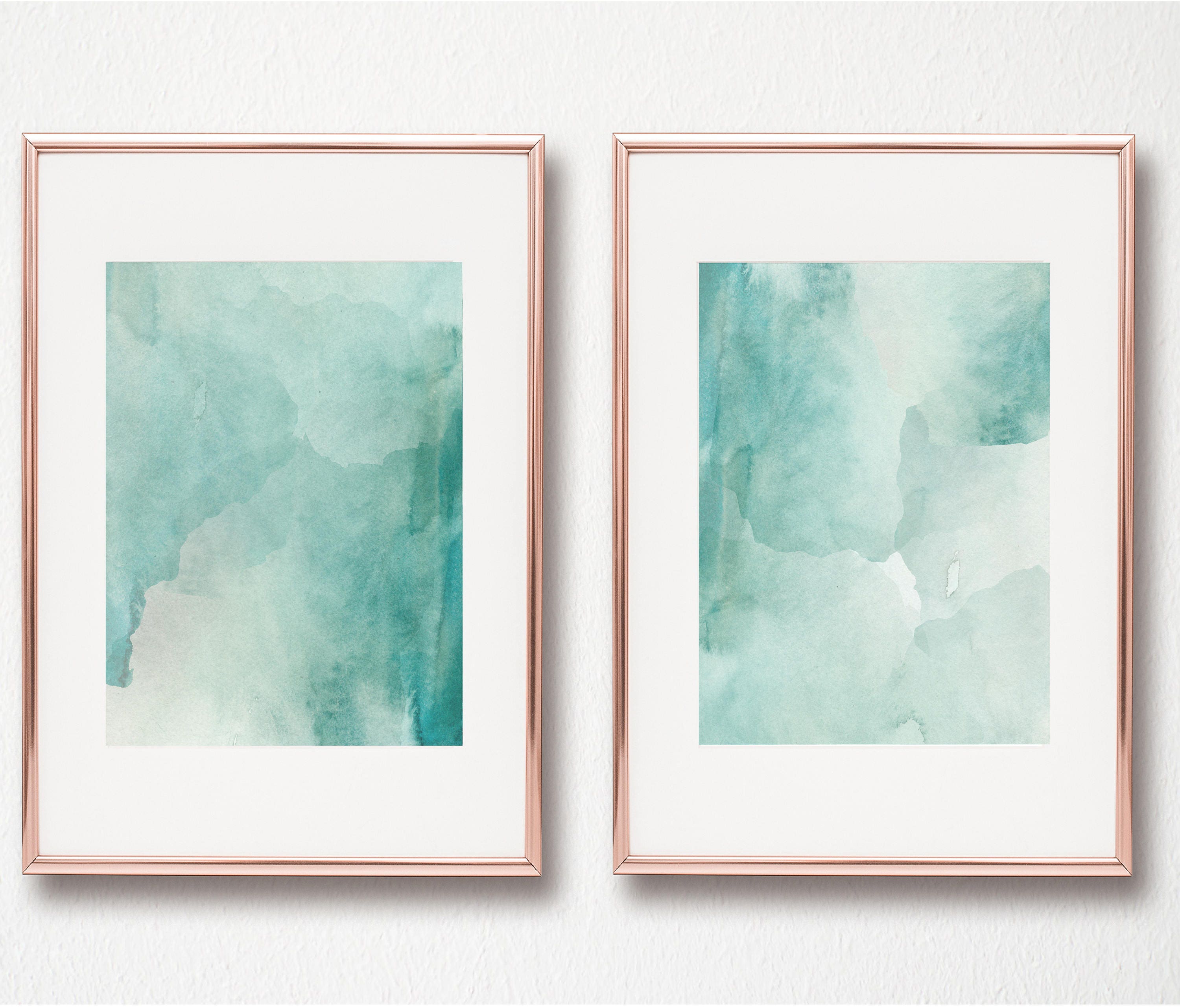 Abstract Mint Watercolor Set of 2 Digital Art Prints - Set of 2 Instant ...