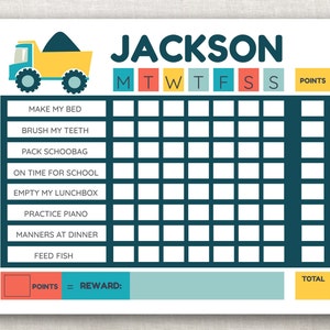 Truck Reward Chart Boys Chart Dump Truck Printable Editable Reward ...
