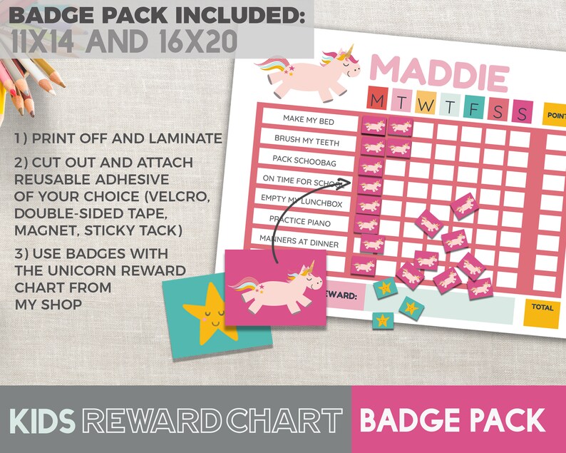 Big Reward Chart Unicorn 11x14 and 16x20 Editable Printable - Etsy