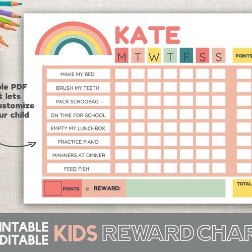 Reward Chart Girls Printable Chore Chart Rainbow Cloud Purple - Etsy