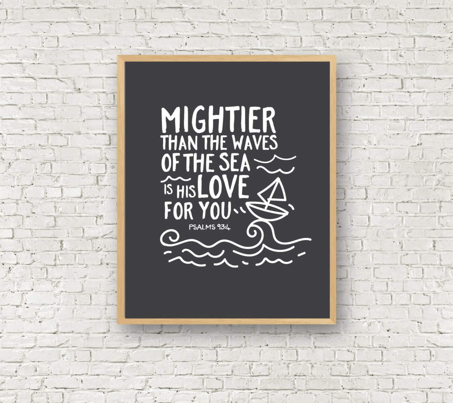 Mightier Than the Waves Bible Verse Wall Art Printable Typography 5x7 ...