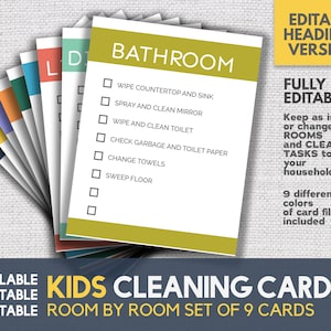 Cleaning Cards Kids Cleaning Cards - Fully Editable Version With ...