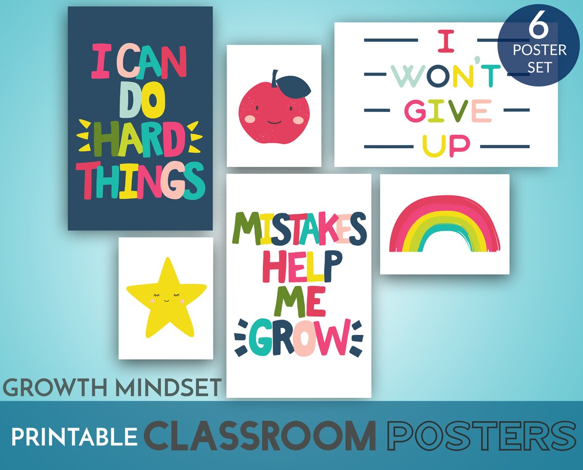 Classroom Posters Printable Set of 6 Growth Mindset for Early | Etsy