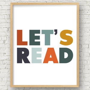 Let's Read Poster - Reading Poster - Read Wall Art Read Classroom Wall ...