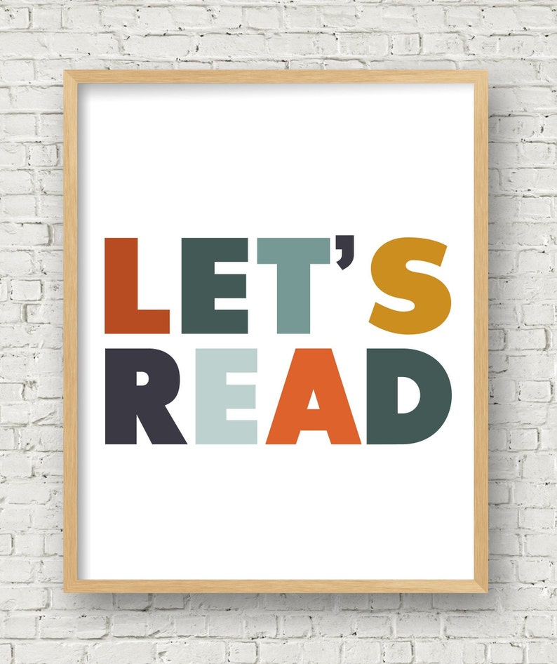 Let's Read Poster - Reading Poster - Read Wall Art Read Classroom Wall ...