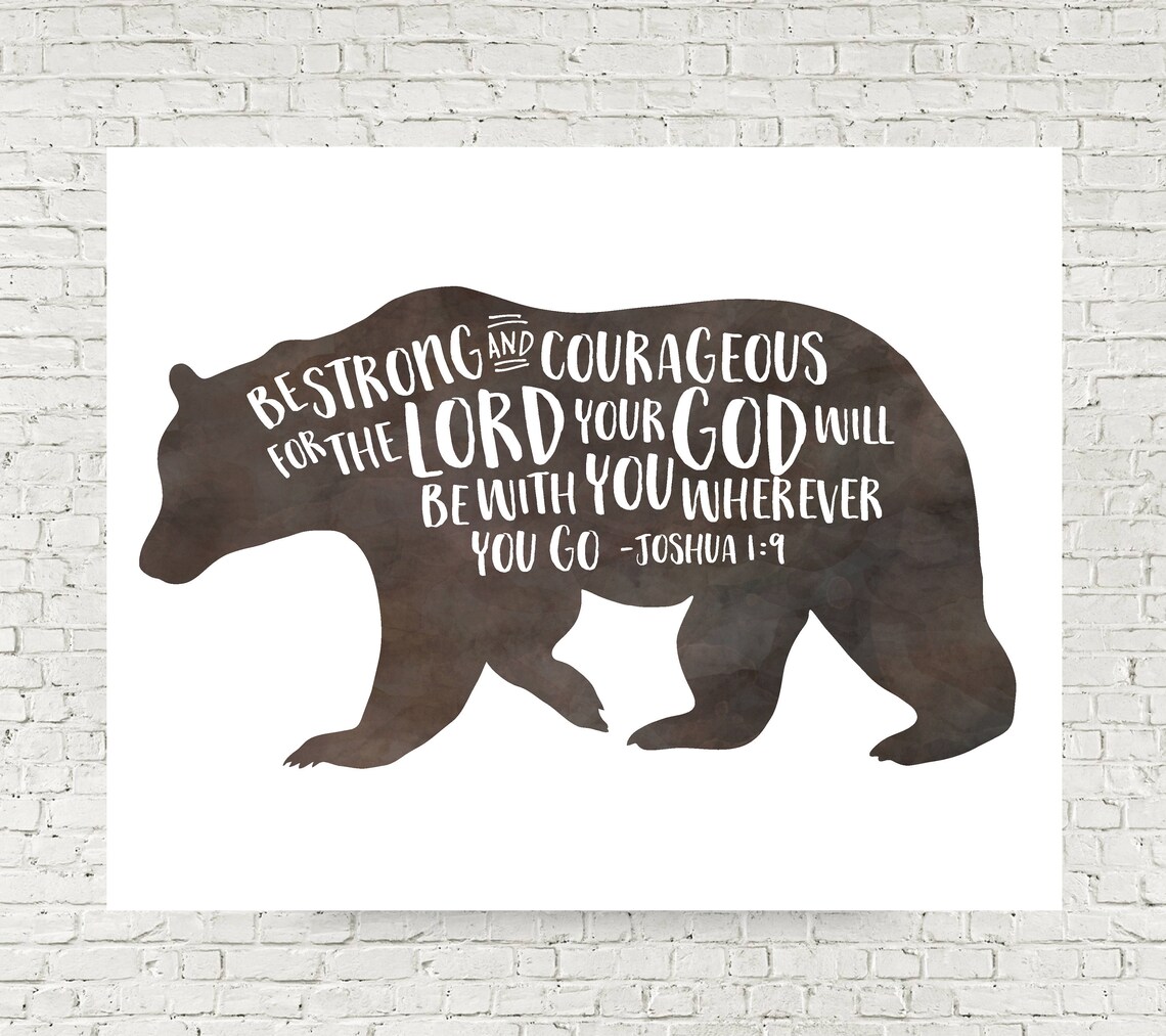 Be Strong and Courageous Nature Boys Room Wall Art Printable - Etsy