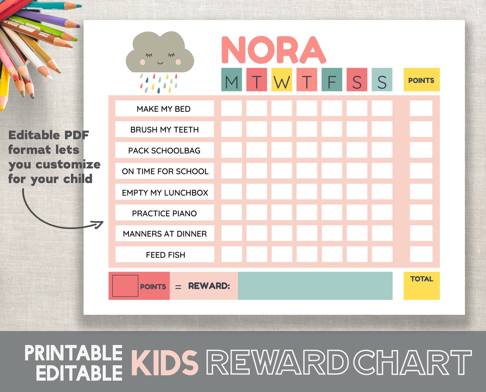 Girl Reward Chart Girl Behavior Chart Girl Responsibility | Etsy