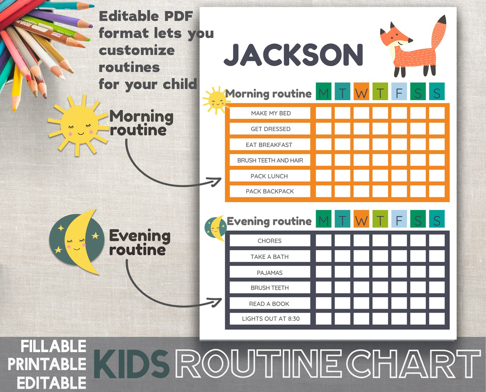 Routine Chart Kids Daily Routine Chart Printable 8.5x11 - Etsy Canada