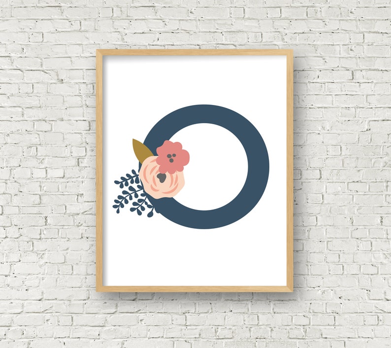 O Monogram Printable O Initial O Letter Nursery Floral Letter - Etsy