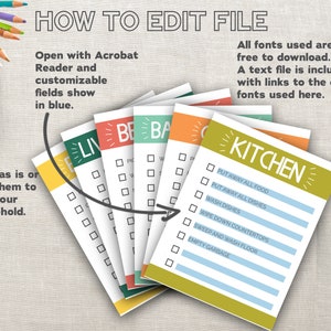 Cleaning Cards Kids Cleaning Cards Printable Chore Cards Room by Room ...