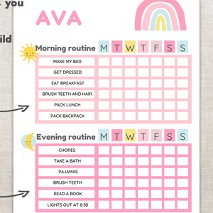 Routine Chart Purple Rainbow Chore Chart Kids Planner Chart Behavior ...