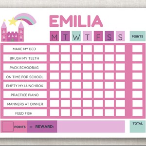 Purple Reward Chart Printable Kids Chart Routine Behavior Reward Chart ...