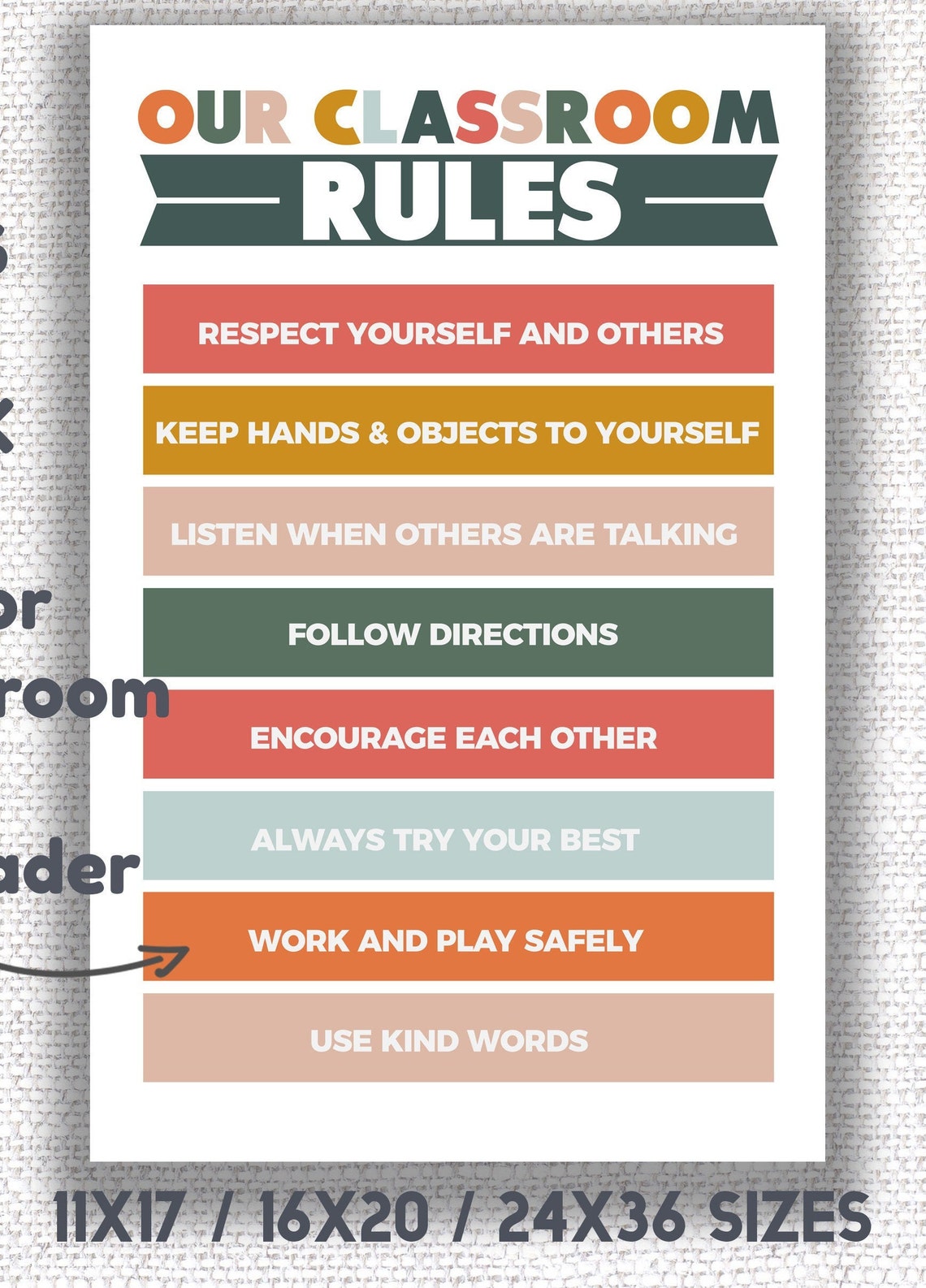 Classroom Rules Printable Classroom Chart Fillable | Etsy