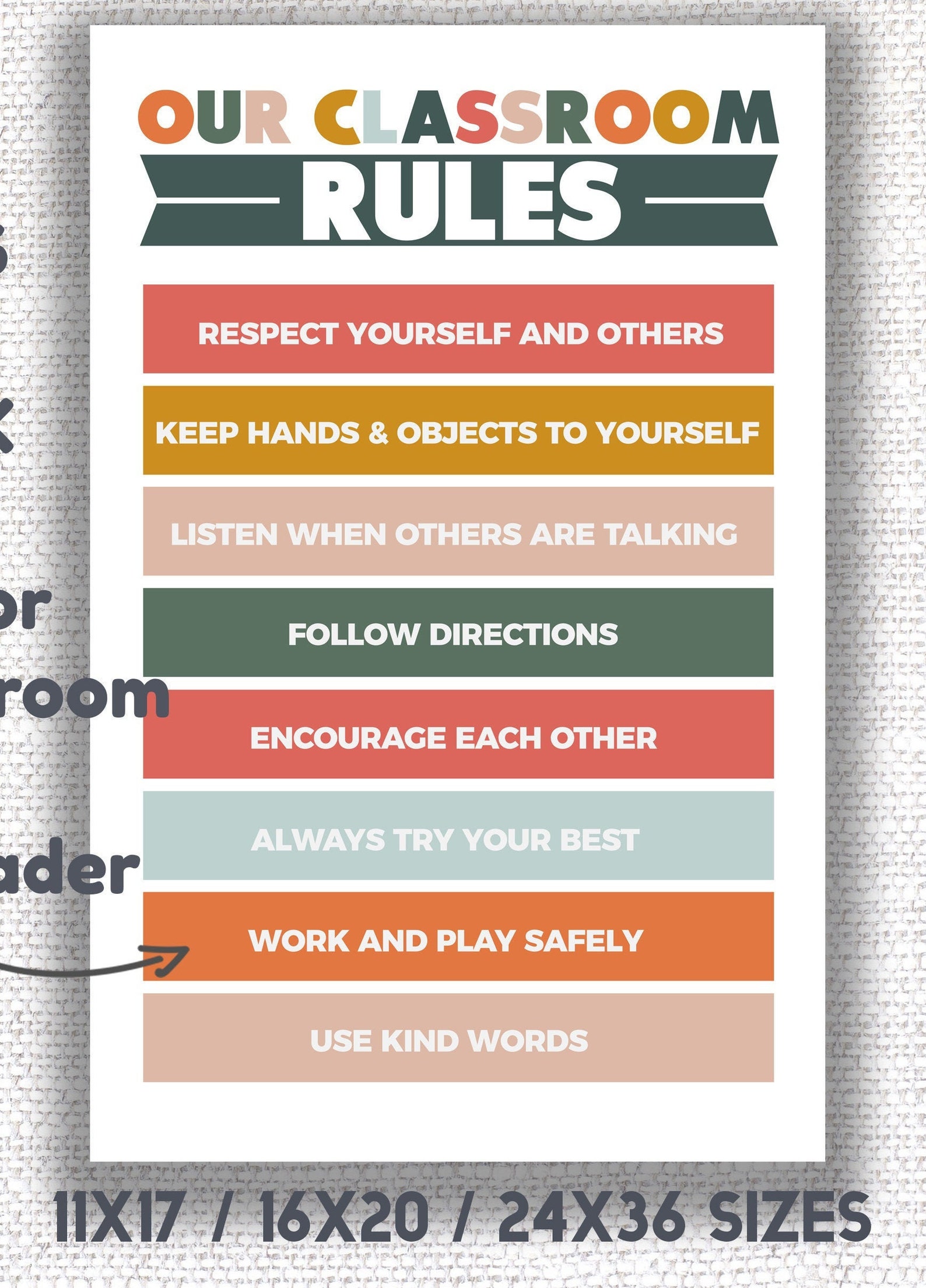 Classroom Rules Printable Classroom Chart Fillable | Etsy