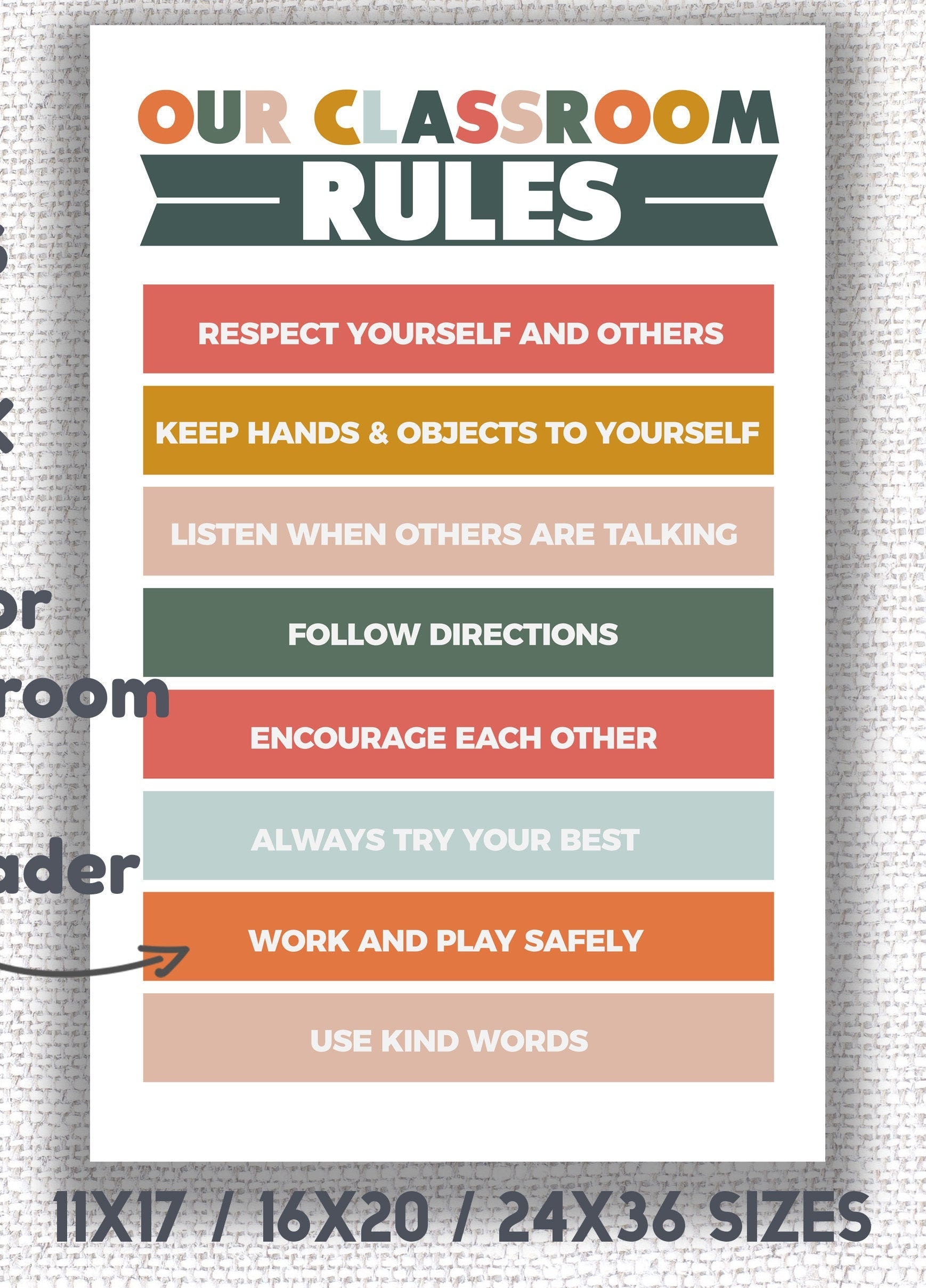 Classroom Rules Printable Classroom Chart Fillable | Etsy