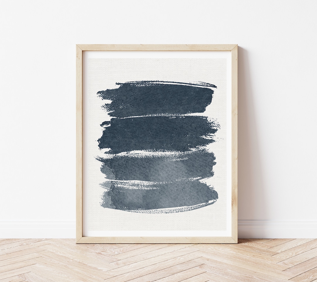 Navy Blue Watercolor Art Printable Scandinavian Watercolor Art Print ...