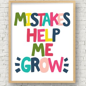 Growth Mindset Poster - Printable Classroom Decor - Mistakes Help Me ...
