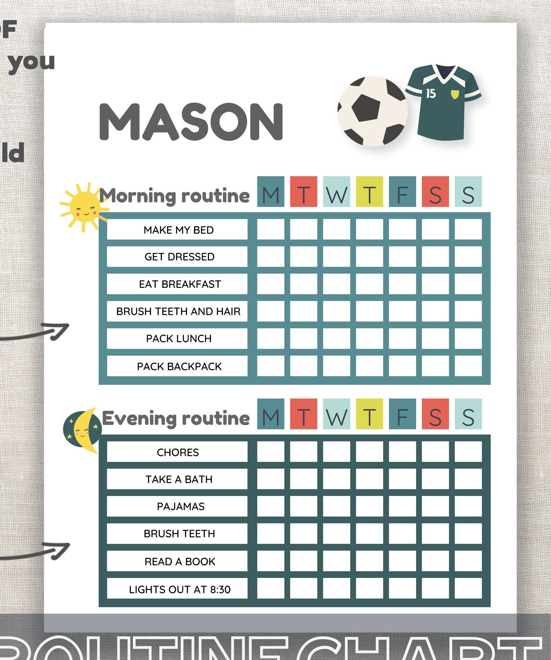 Routine Chart Kids Daily Routine Chart Printable 8.5x11 - Etsy Canada