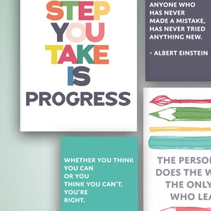 Classroom Posters Printable Set of 6 Growth Mindset Digital Art Prints ...