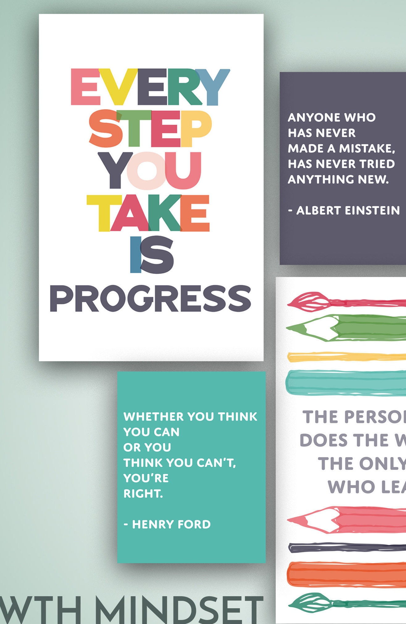 Classroom Posters Printable Set of 6 Growth Mindset Digital - Etsy