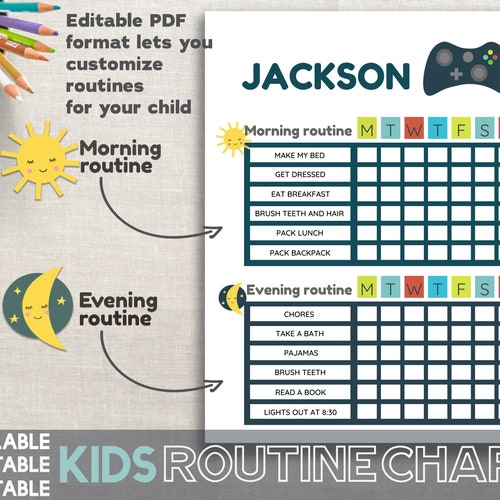 Kids Schedule Editable Printable Fillable PDF Template | Etsy