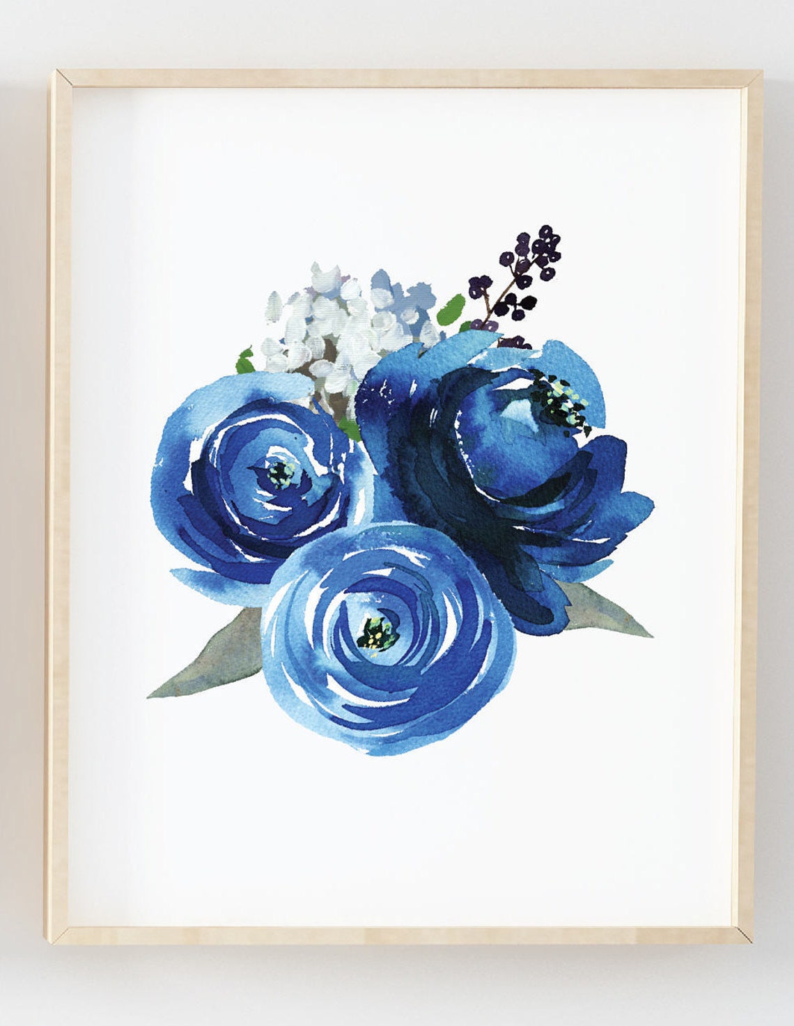 Floral Nursery Set Blue Floral Set of 3 Digital Art Prints - Etsy