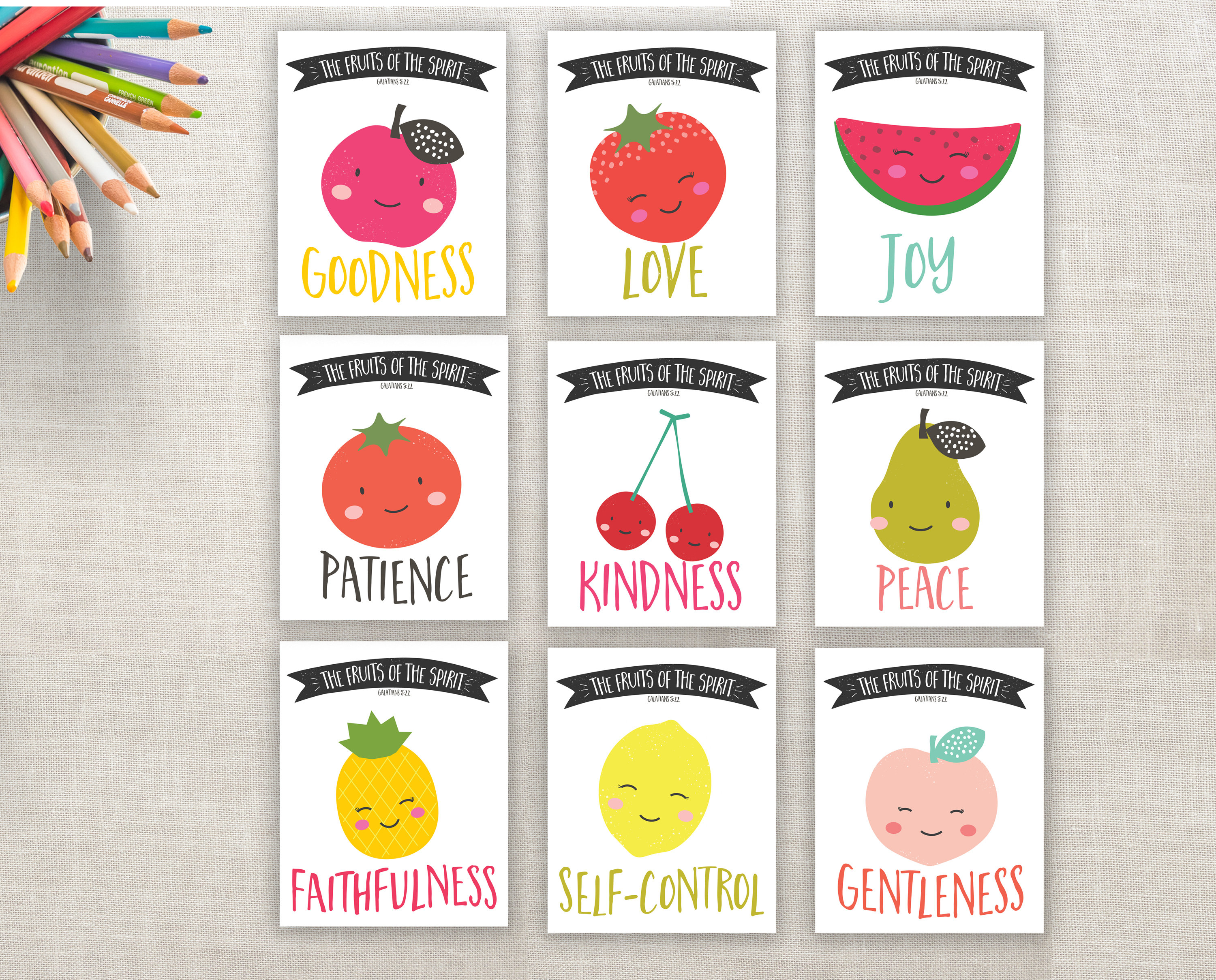 Fruit of the Spirit Printable Cards in Two Sizes 5x7 and | Etsy